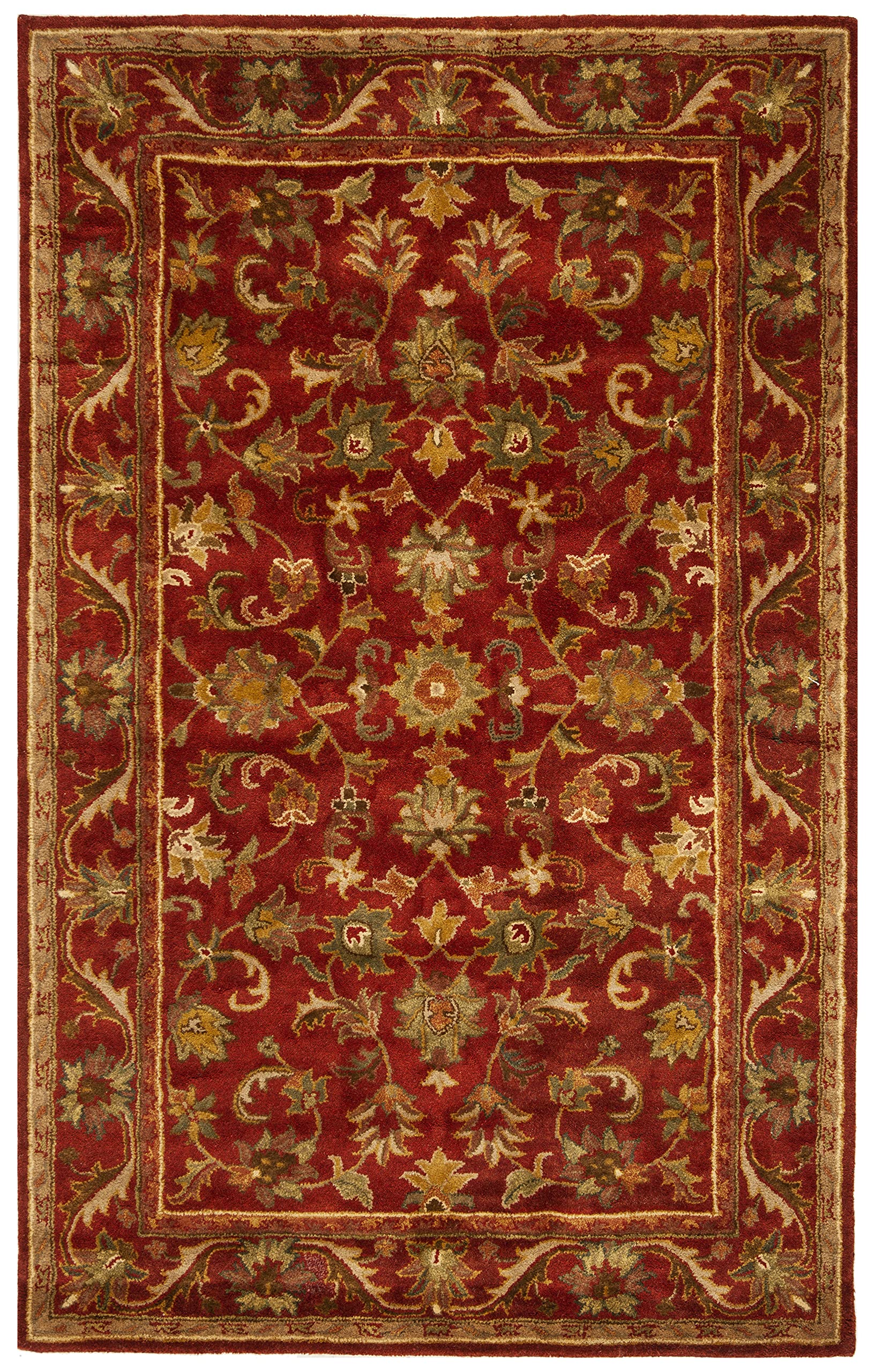 SAFAVIEH Antiquity Collection 5' x 8' Red / Red AT52E Handmade Traditional Oriental Premium Wool Area Rug