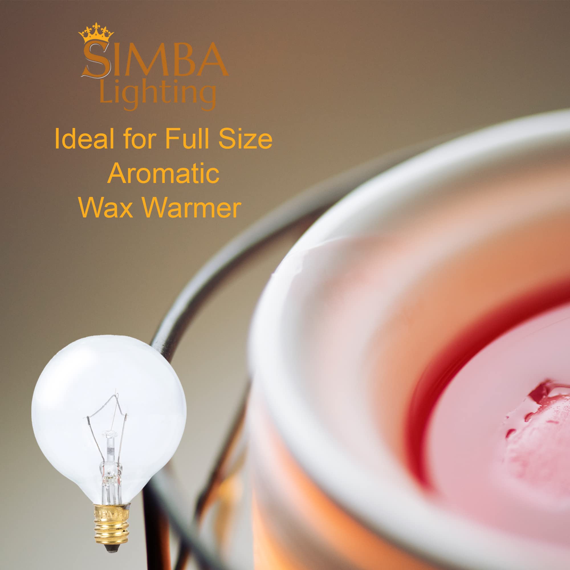 Simba Lighting Aromatic Wax Warmer Small Globe G16.5 Round Bulb 25W E12 Candelabra Base (6 Pack) for Chandelier, Ceiling Fan, Decorative Vanity Lights, Sconce, Clear Glass, 110V 120V, 2700K Warm White