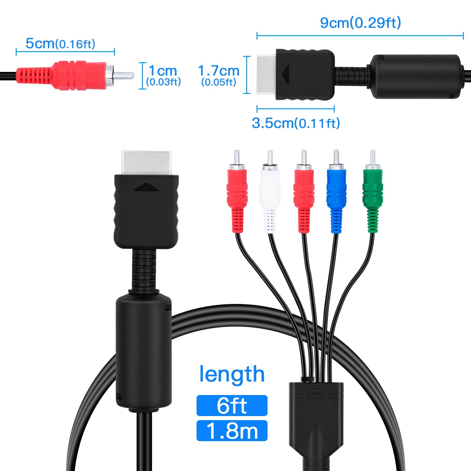 Wigearss HD Component AV Cable for Sony Playstation PS2 PS3