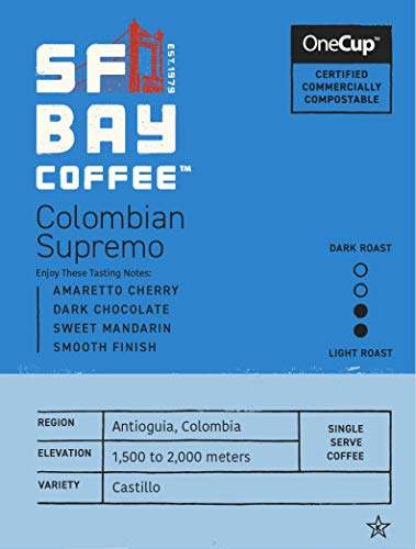 San Francisco Bay Compostable Coffee Pods - 100% Colombian (120 Ct) K Cup Compatible including Keurig 2.0, Medium Roast