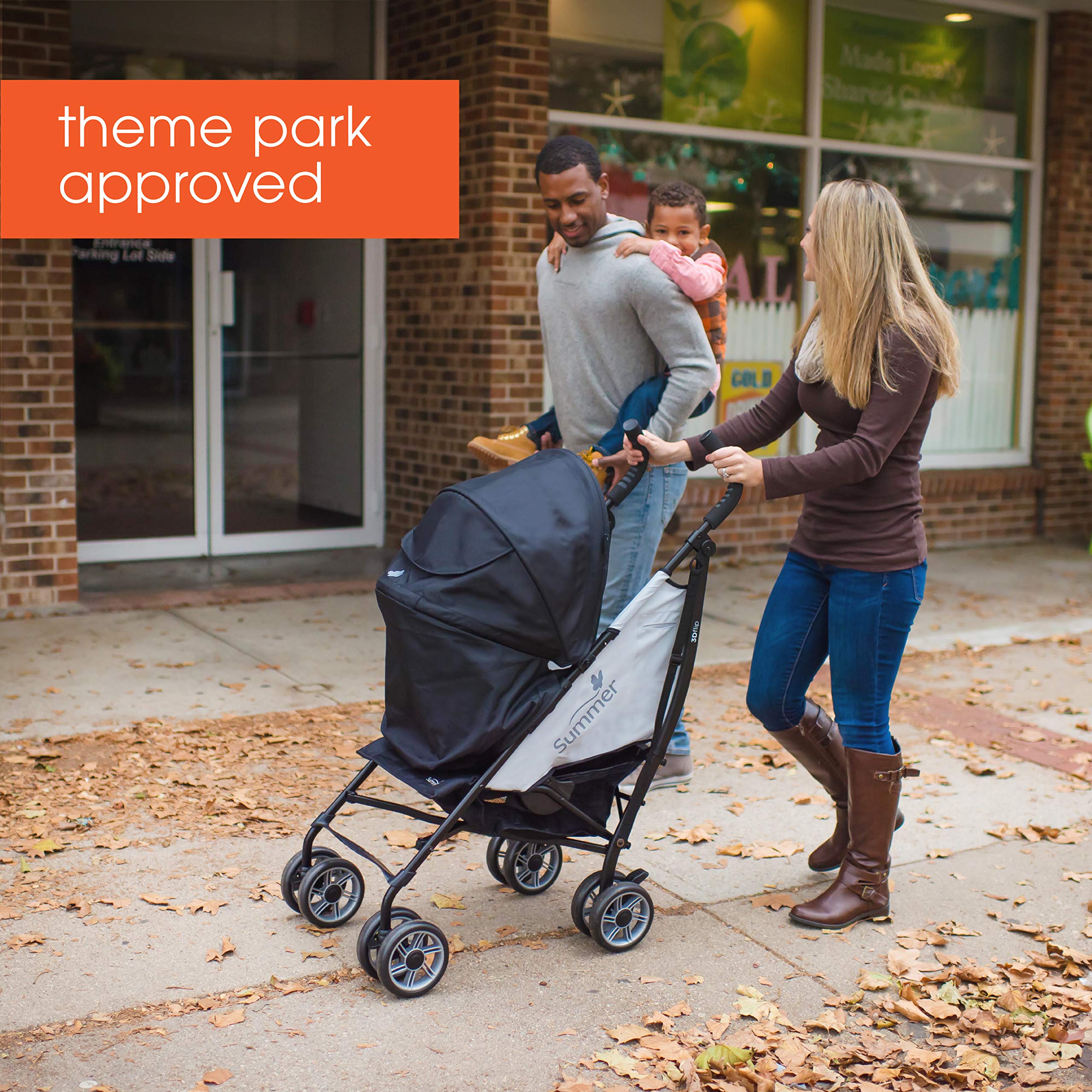 Summer 3Dflip Convenience Stroller, Black/Gray - Lightweight Umbrella Stroller with Reversible Seat Design for Rear and Forward Facing, Compact Fold, Adjustable Oversized Canopy,1 Count (Pack of 1)