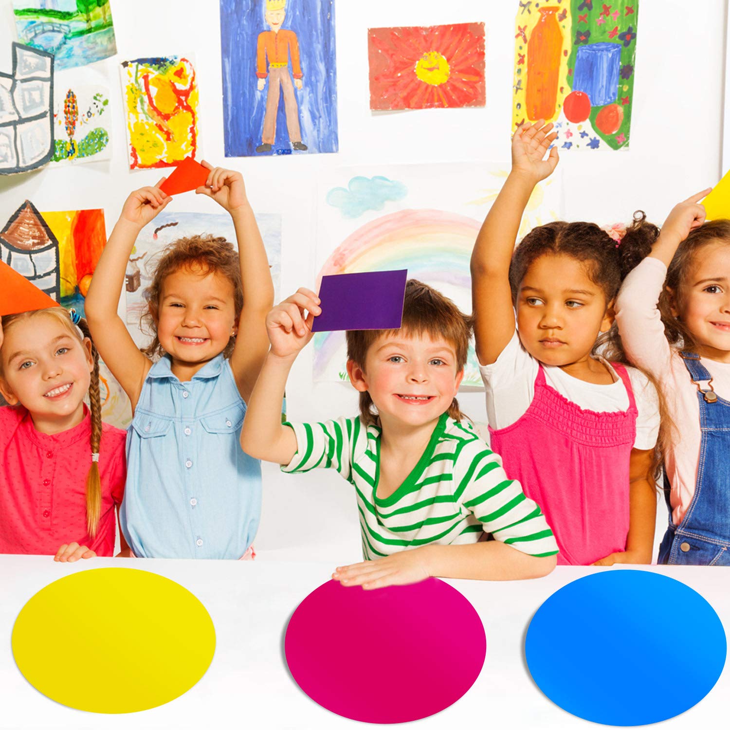 Tatuo 10 Pieces Colorful Dry Erase Circles White Board Marker Removable Vinyl Dot Wall Decal for Drills and Training School Teaching Progress (11.8 inch)
