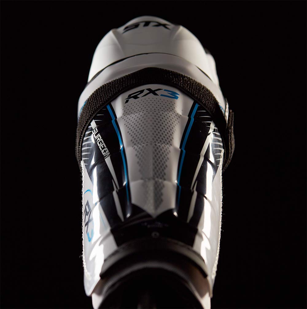 STX HP SG30 SR 16 WE/BE Ice Hockey Surgeon RX3 Shin Guards, 16", White/Blue, 16"