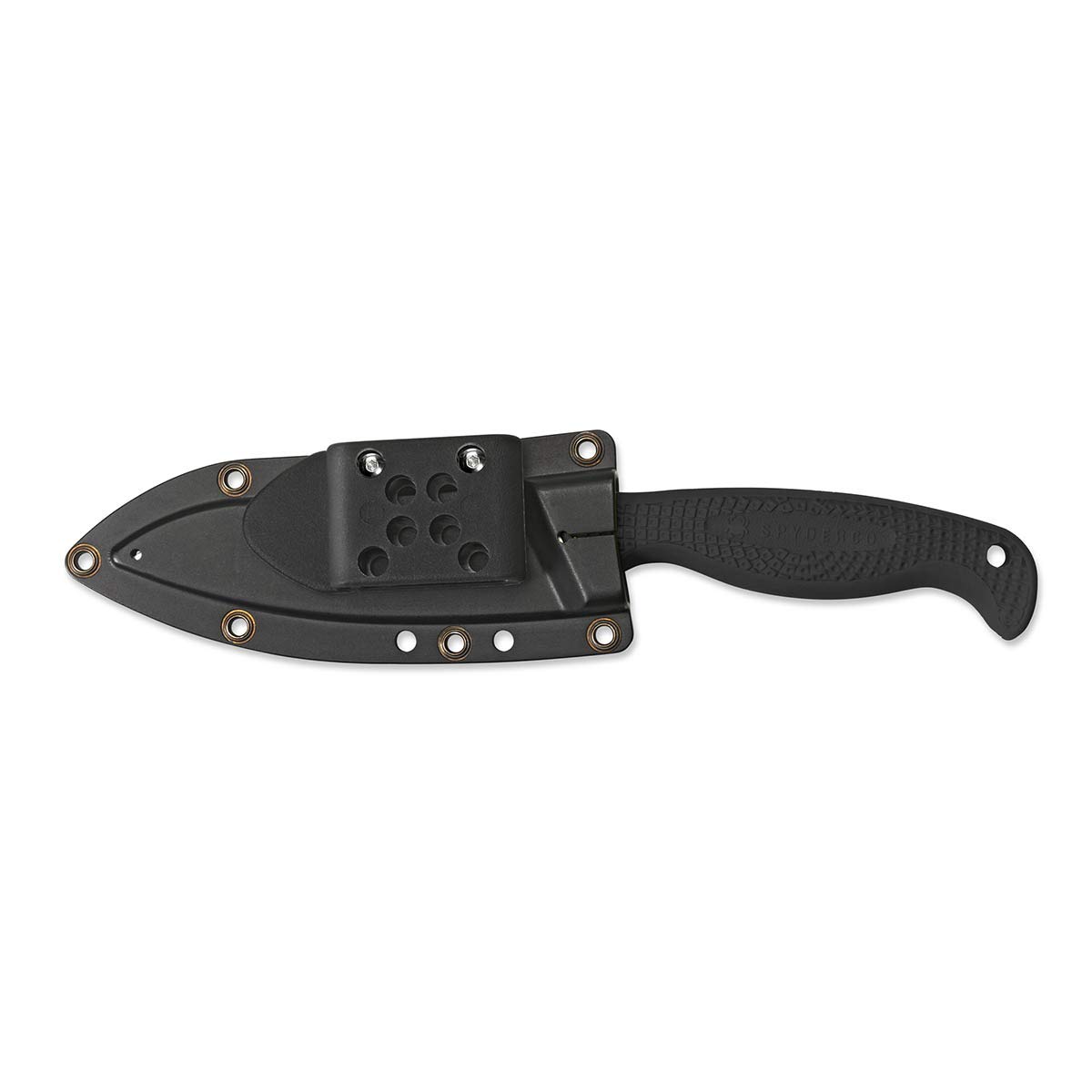 Spyderco Aqua Salt Fixed Blade Knife - Black FRN Handle with PlainEdge, Hollow Grind, H-1 Steel Blade - Includes Polymer Sheath - FB23PBBK