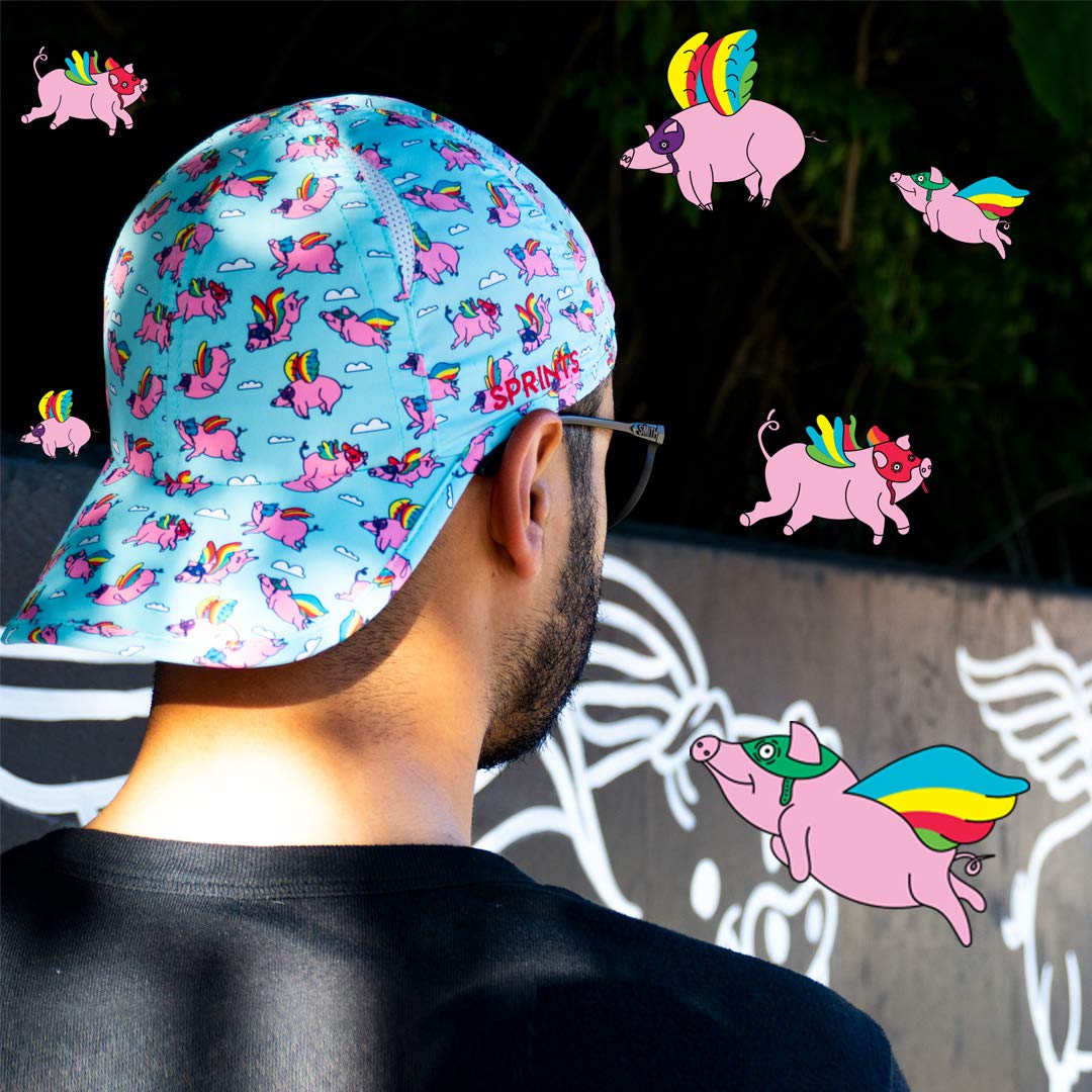 Sprints Flying Pigs Race Day Performance Running Cap | The Lightweight, Quick Dry, Sport Hat Sky-Blue, One Size