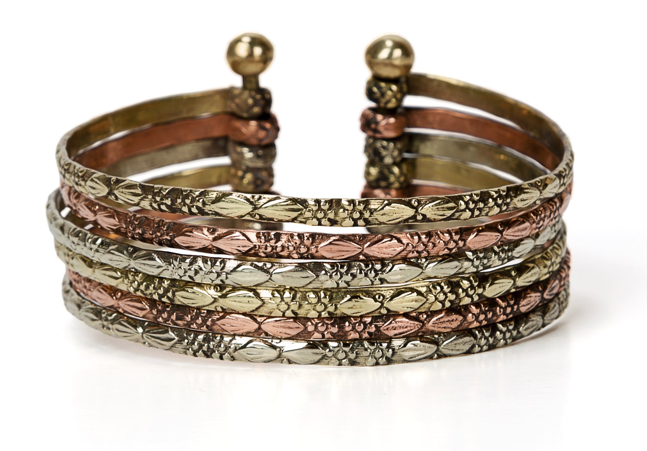 SPUNKYsoul New! Boho Metal Cuff Bangle Bracelets for Women in Silver Gold or Multi Toned Copper l Collection (Gold 18 Line)