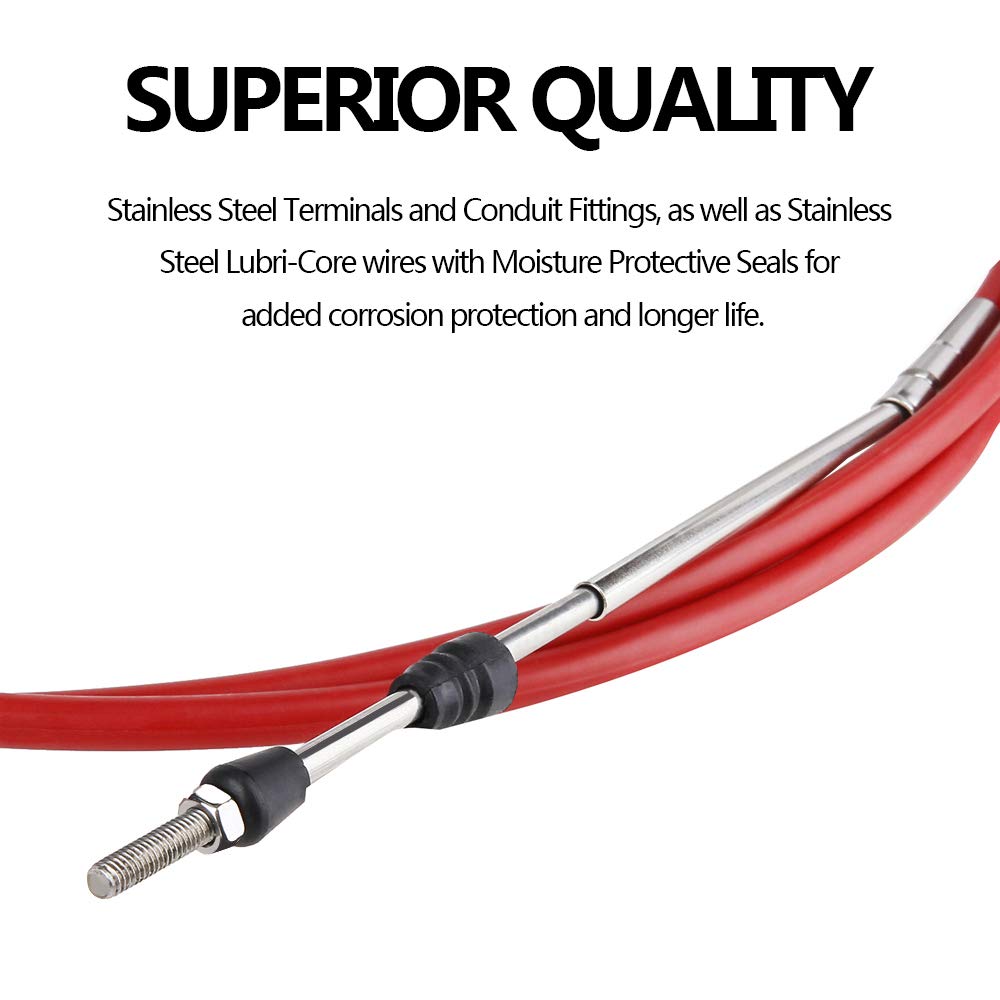 Yinlowa Replacement Dometic SeaStar Control Cable Type 3300/33C Universal for Yamaha Outboard Motor Honda Teleflex Marine Boat Cable Replace SeaStar Solutions Remote Control Throttle Shift Cable,23ft