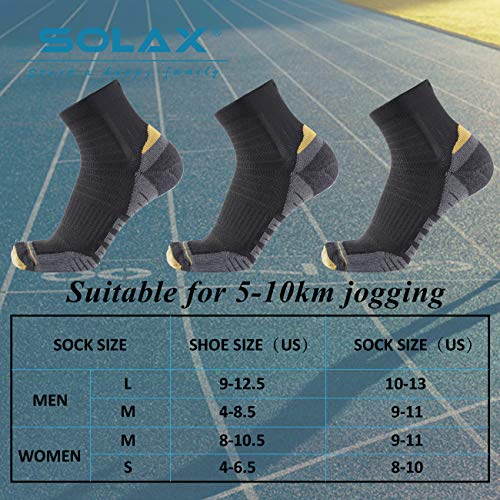 SOLAX Women Coolmax Cotton Athletic Sport Quarter Running Socks 3 Pairs (M, Black107)