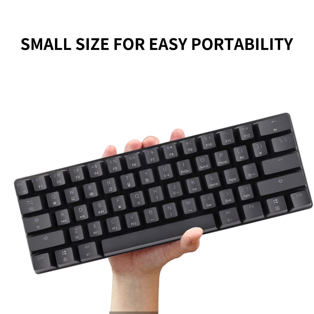STOGA 60% Gaming Keyboard, RGB Mechanical Keyboard, Small 61-Key Wired Brown Switch Mini Keyboard, Black Computer Keyboard for Gaming/Office/PC/Mac