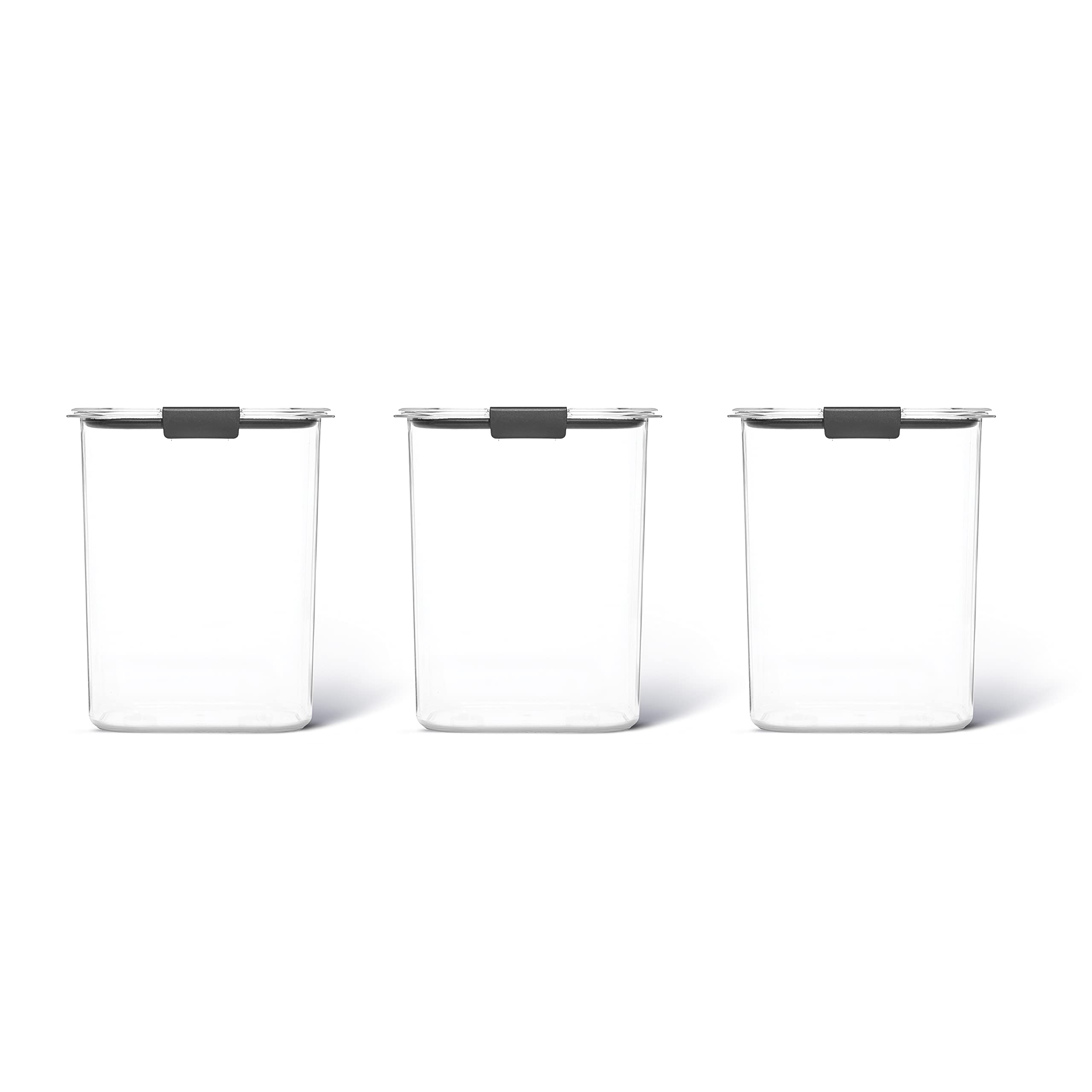 Rubbermaid 6-Piece Brilliance Food Storage Containers for Pantry with Lids for Flour, Sugar, and Pasta, Dishwasher Safe, Clear/Grey