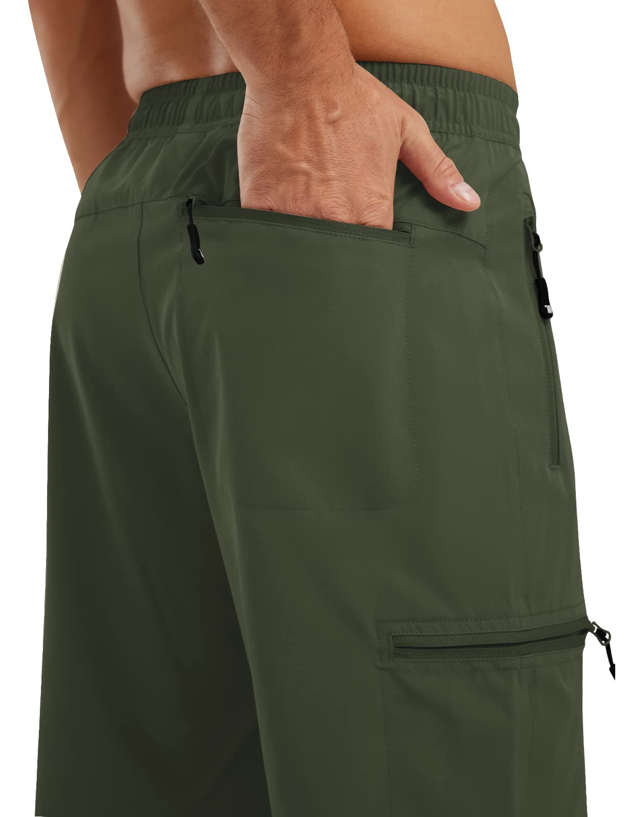 Rdruko Men's Outdoor Hiking Shorts Water Resistant Stretch Cargo Shorts for Men Camping Athletic Shorts with Pockets,Army green,L