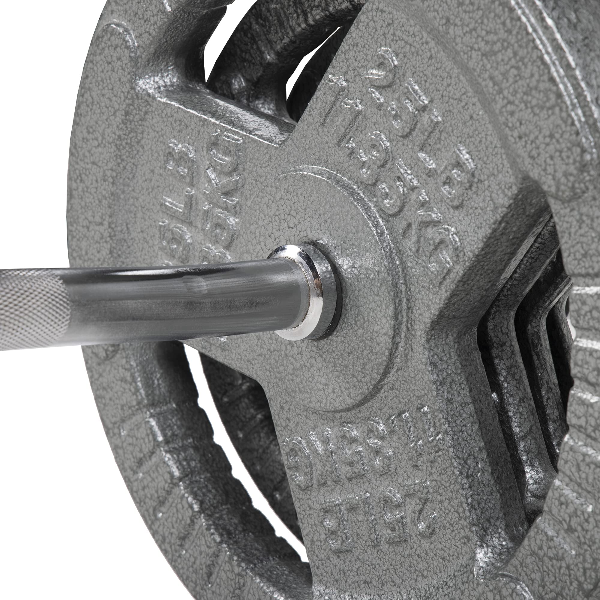 Signature Fitness Cast Iron Standard Weight Plates Including 5FT Standard Barbell with Star Locks, 95-Pound Set (85 Pounds Plates + 10 Pounds Barbell), Multiple Packages, Bar Only, Chrome