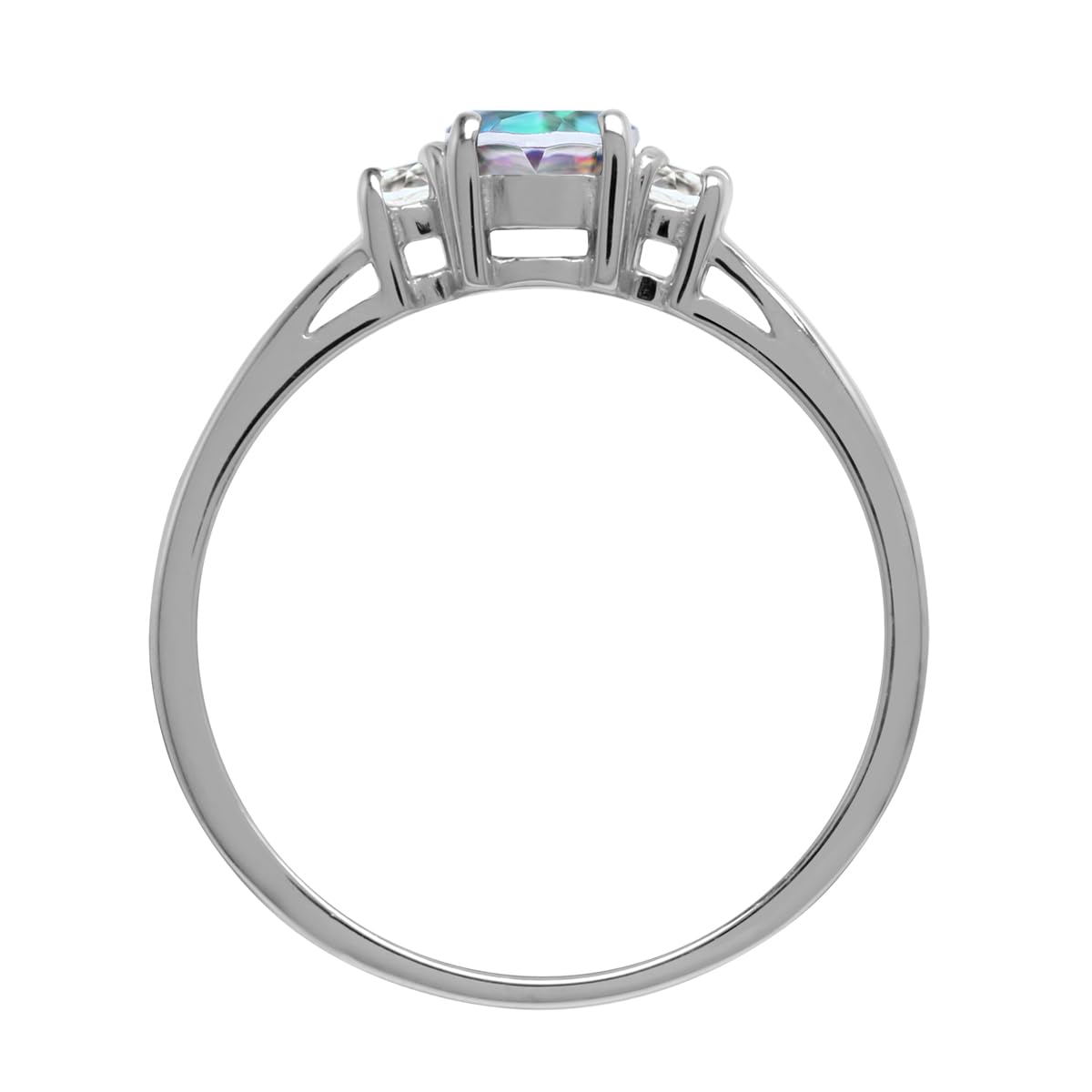 Silvershake Petite Mystic Fire Topaz White Gold Plated 925 Sterling Silver Promise Ring Size 6.5