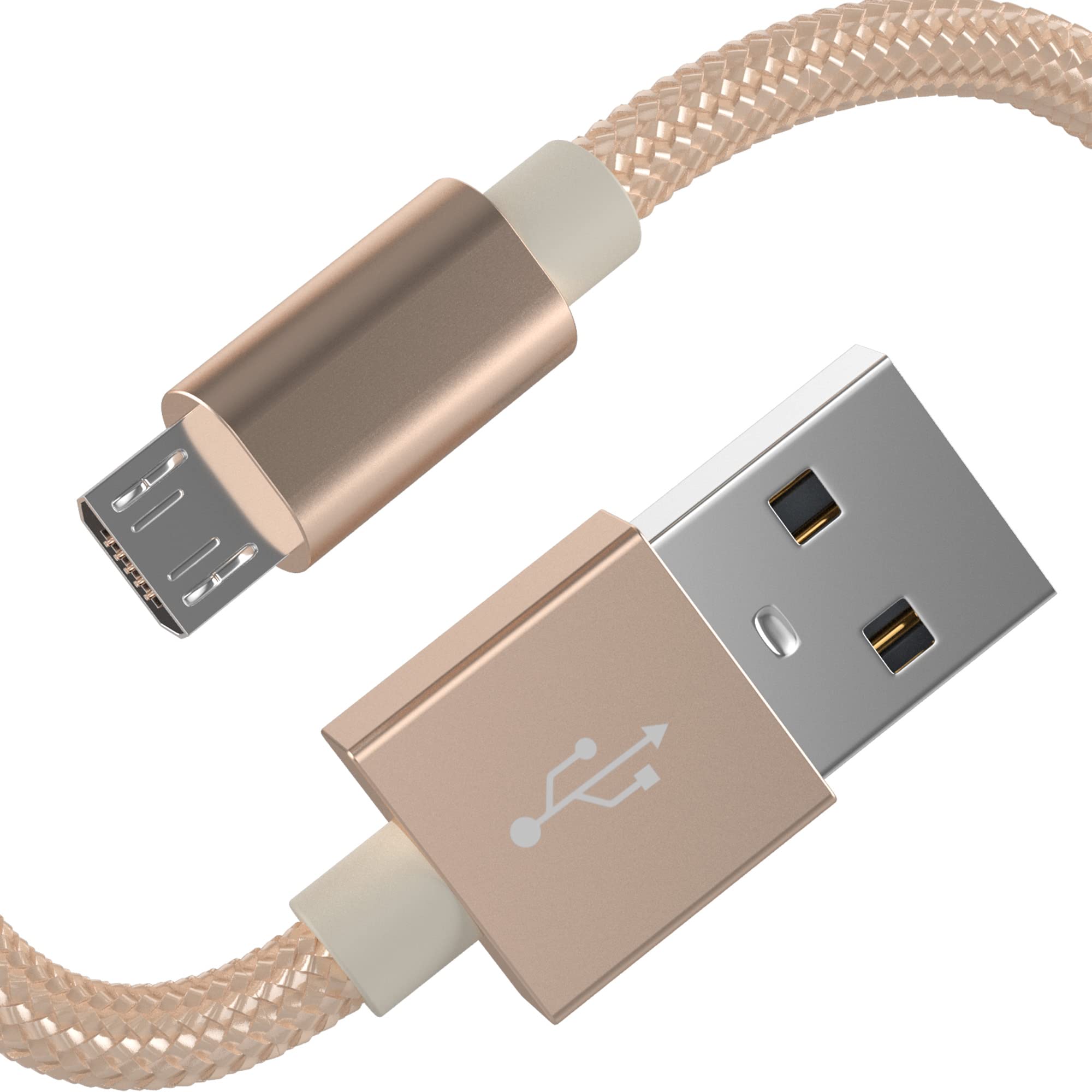 TALK WORKS Micro USB Cable 6ft Long Android Cell Phone Charger Braided Heavy Duty Fast Charging Cord for Samsung Galaxy S6 / S7, Tablet, Bluetooth Speaker, Wireless Earbuds Headphones - Silver