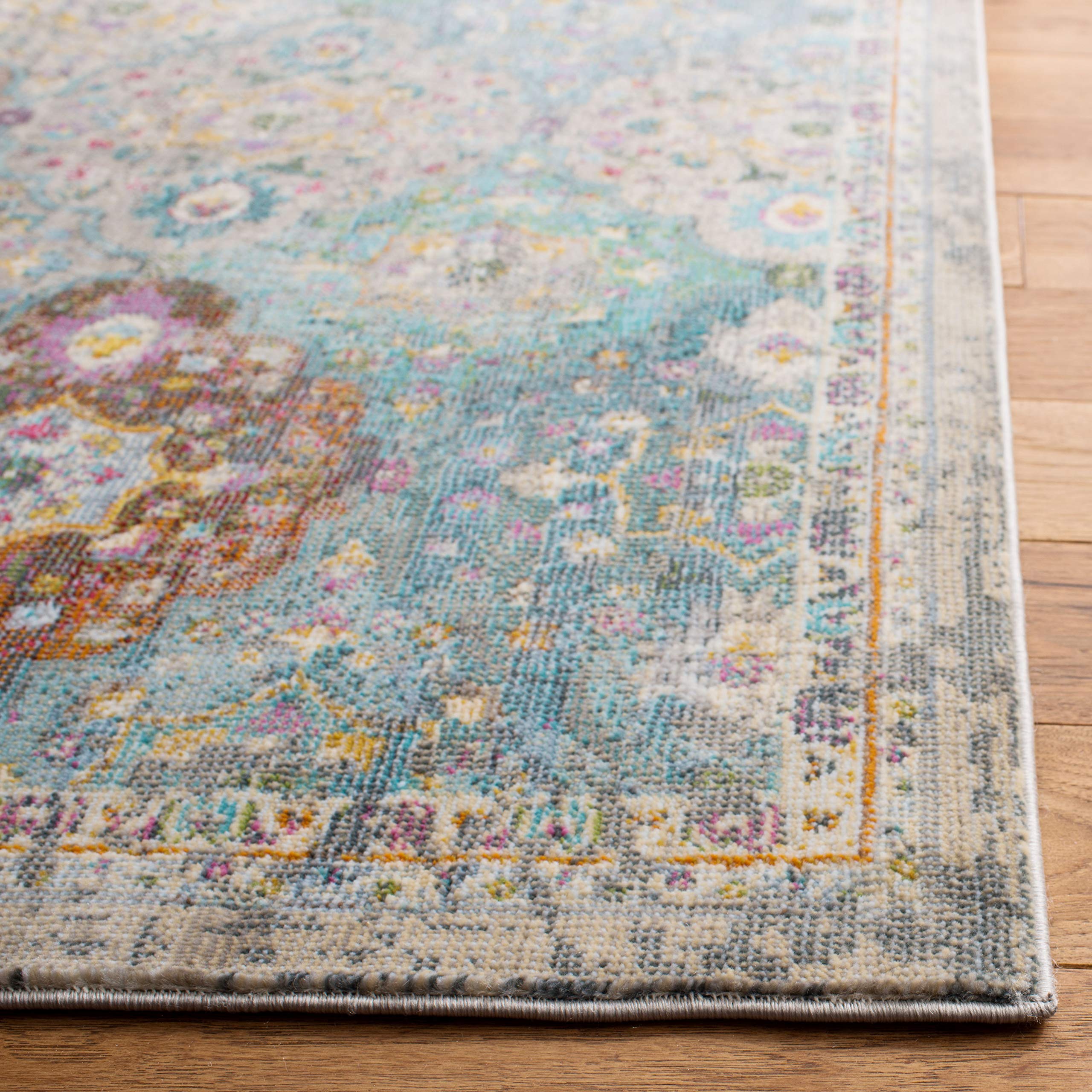 SAFAVIEH Luxor Collection Area Rug - 8' x 10', Ivory & Turquoise, Handmade Boho Chic, Ideal for High Traffic Areas in Living Room, Bedroom (LUX329A)