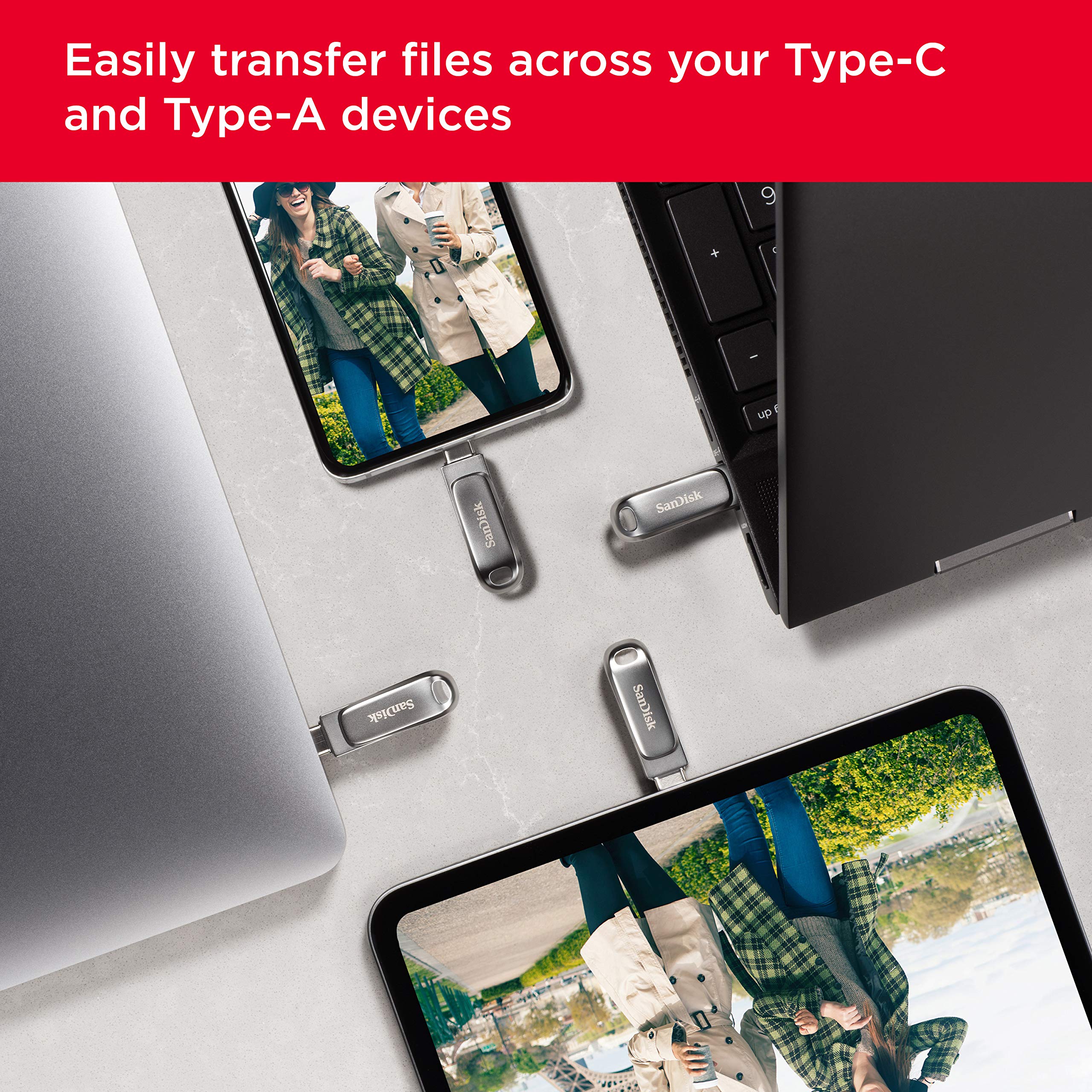 SanDisk 256GB Ultra Dual Drive Luxe USB Type-C - SDDDC4-256G-G46, Black