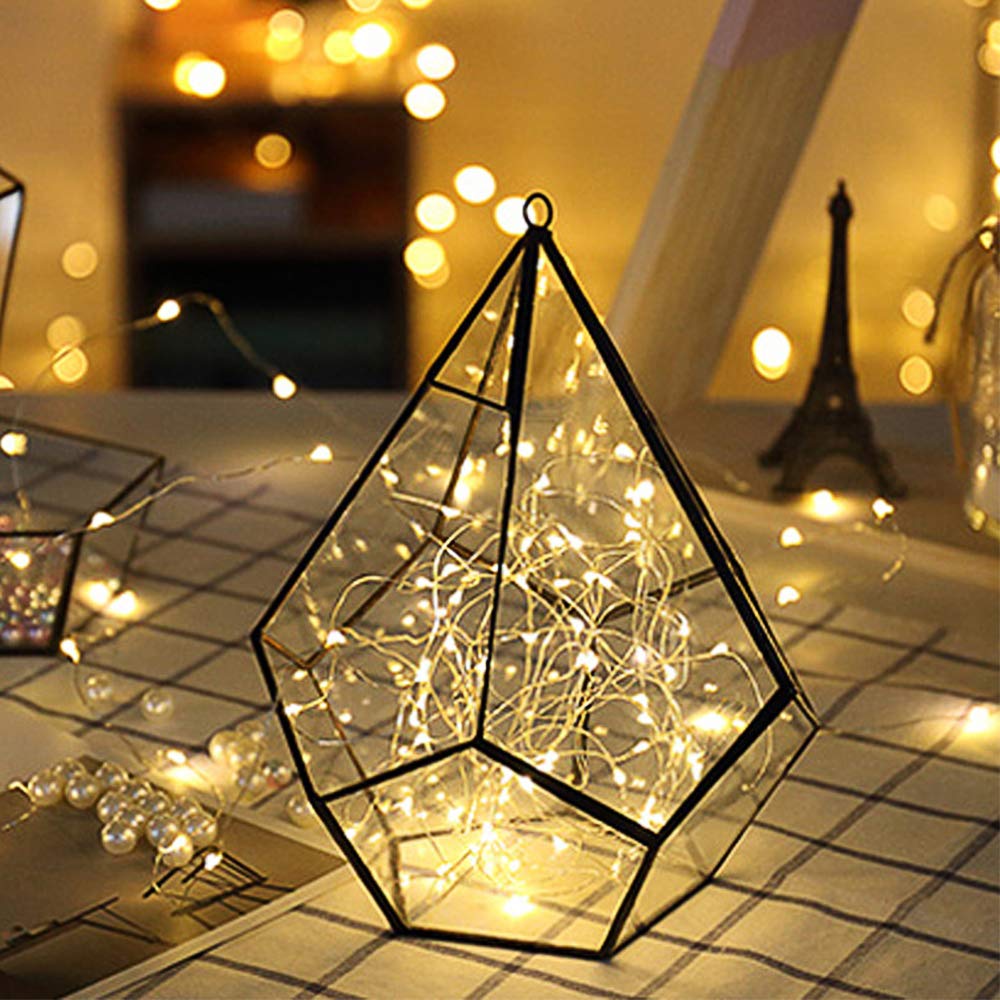STARKER Outdoor String Lights, 2 Pack 16.4foot 50 LEDs Battery Operated String Lights Waterproof Silver Wire Twinkle Lights Decorative Fairy Lights with Remote and Timer