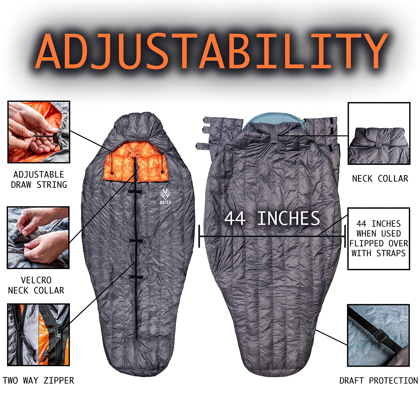 Ulixx Sleeping Bag for Adults – Extra Wide, Backpacking Quilt, Lightweight, 3 Season Camping; Perfect for Side Sleepers.