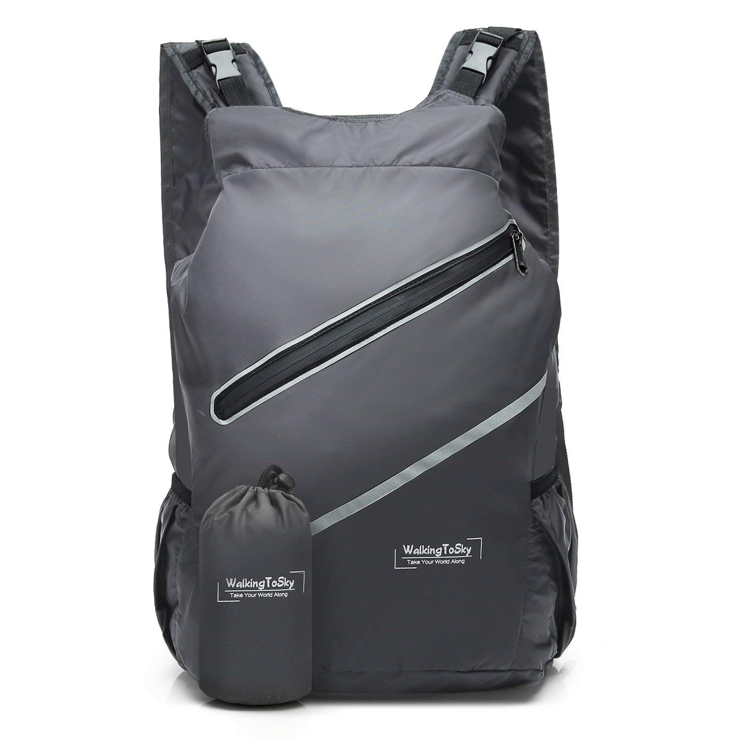 YMF 24L Lightweight Foldable Backpack,portable waterproof hiking backpack (grey)