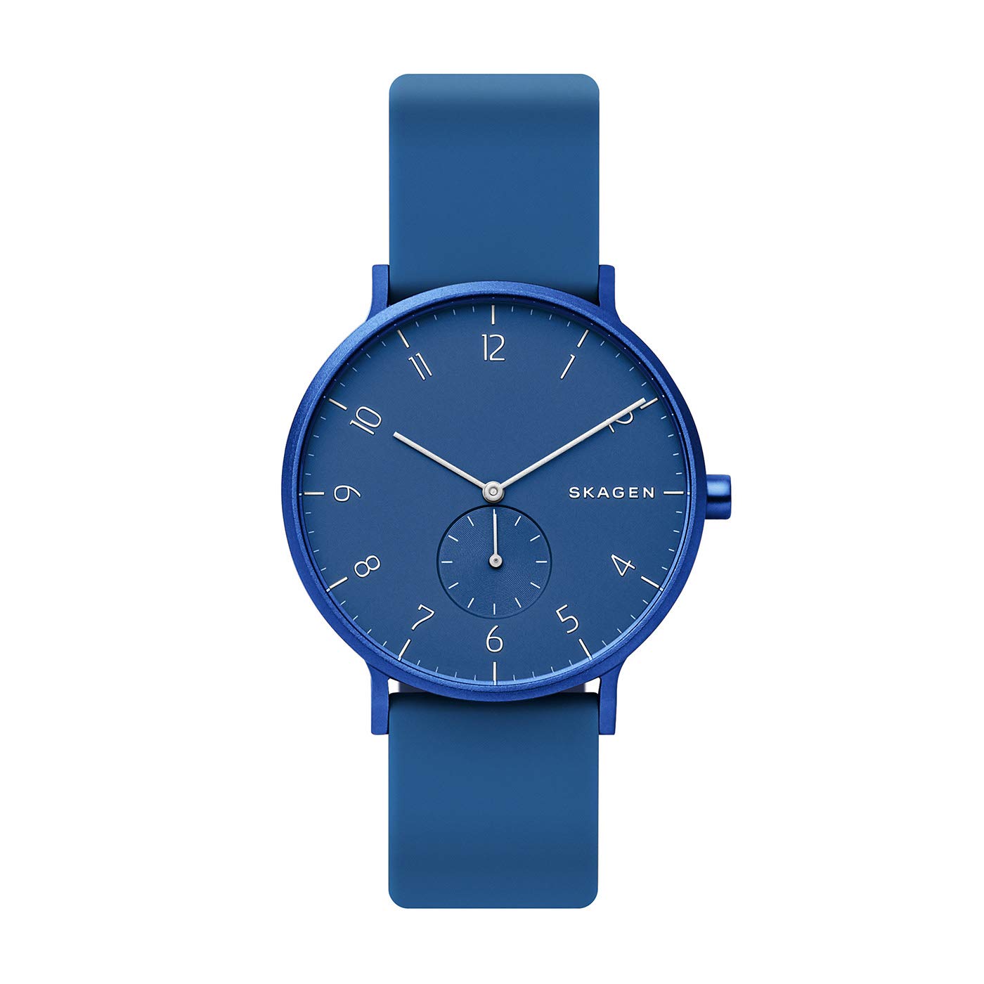 Skagen Men's Aaren Three-Hand Marine Blue Aluminum and Silicone Band Watch (Model: SKW6508)