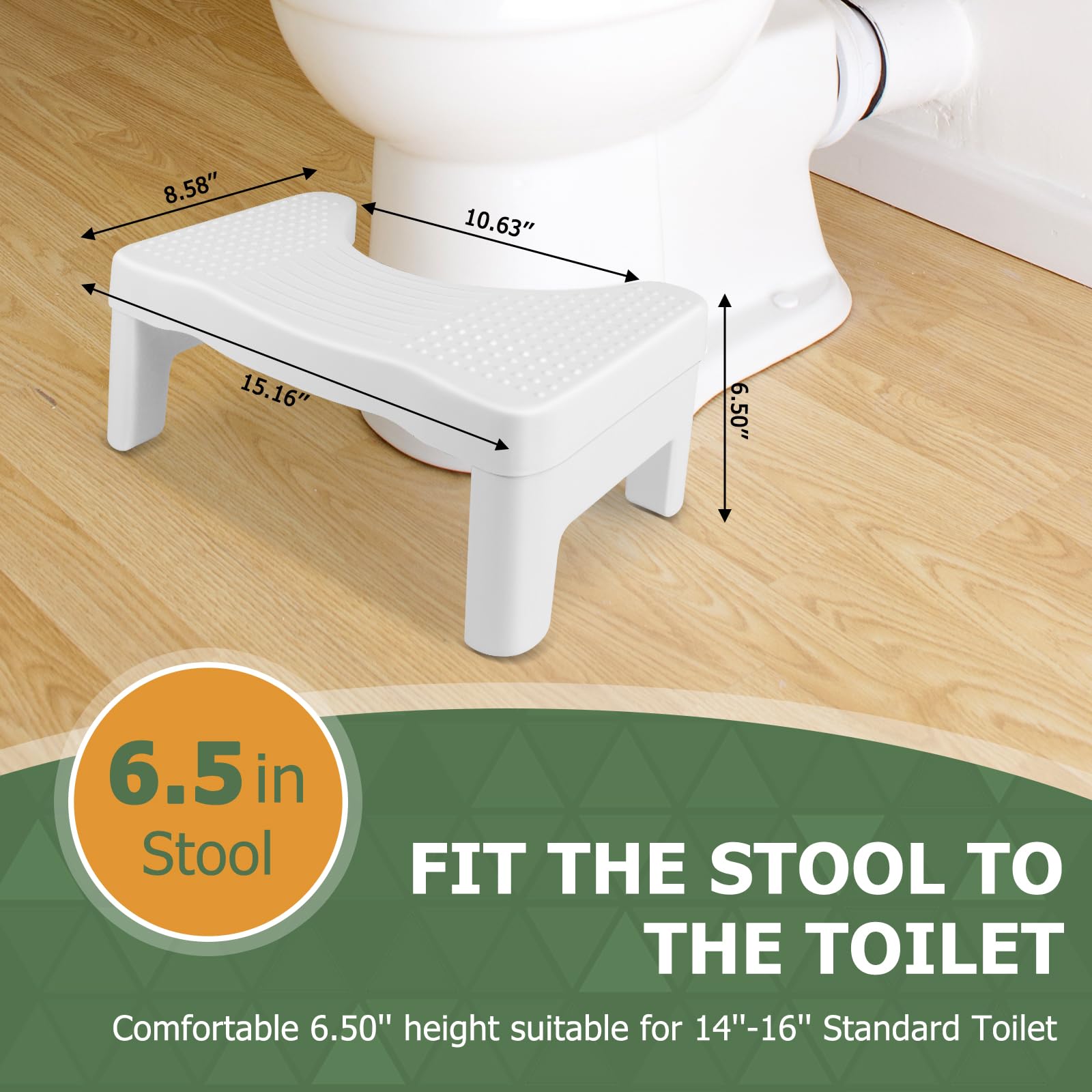Squatting Toilet Stool for Adults, 6.5 Inch Height Non-Slip Bathroom Pooping Step Potty Stool, Healthy Stable Plastic Toilet Assistance Step with Comfort