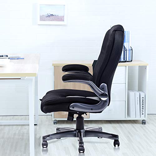 SP Mesh Office Chair Adjustable Tilt Angle and Flip-up Arms Executive Computer Desk Chair, Thick Padding for Comfort and Ergonomic Design for Lumbar Support (GY)