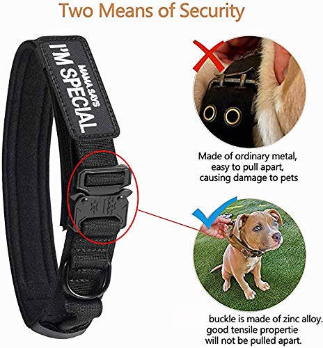 Tactical Dog Collar with USA American Flag - Military Dog Collar Thick with Handle - Heavy Duty Nylon K9 Collar Adjustable Metal Buckle for Medium Large Dogs L Chew Proof with 2 Patches