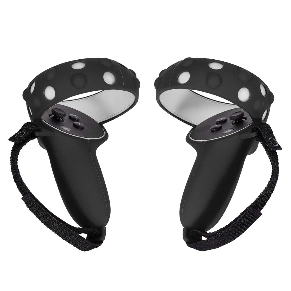 ZenRich Touch Controller Grip Cover for Oculus Quest 2, zenrich Unblock Signal VR Grip Cover with Knuckle Straps Full Protective Silicone Sleeve A Pair of Wipeable Controller Protectors, Black