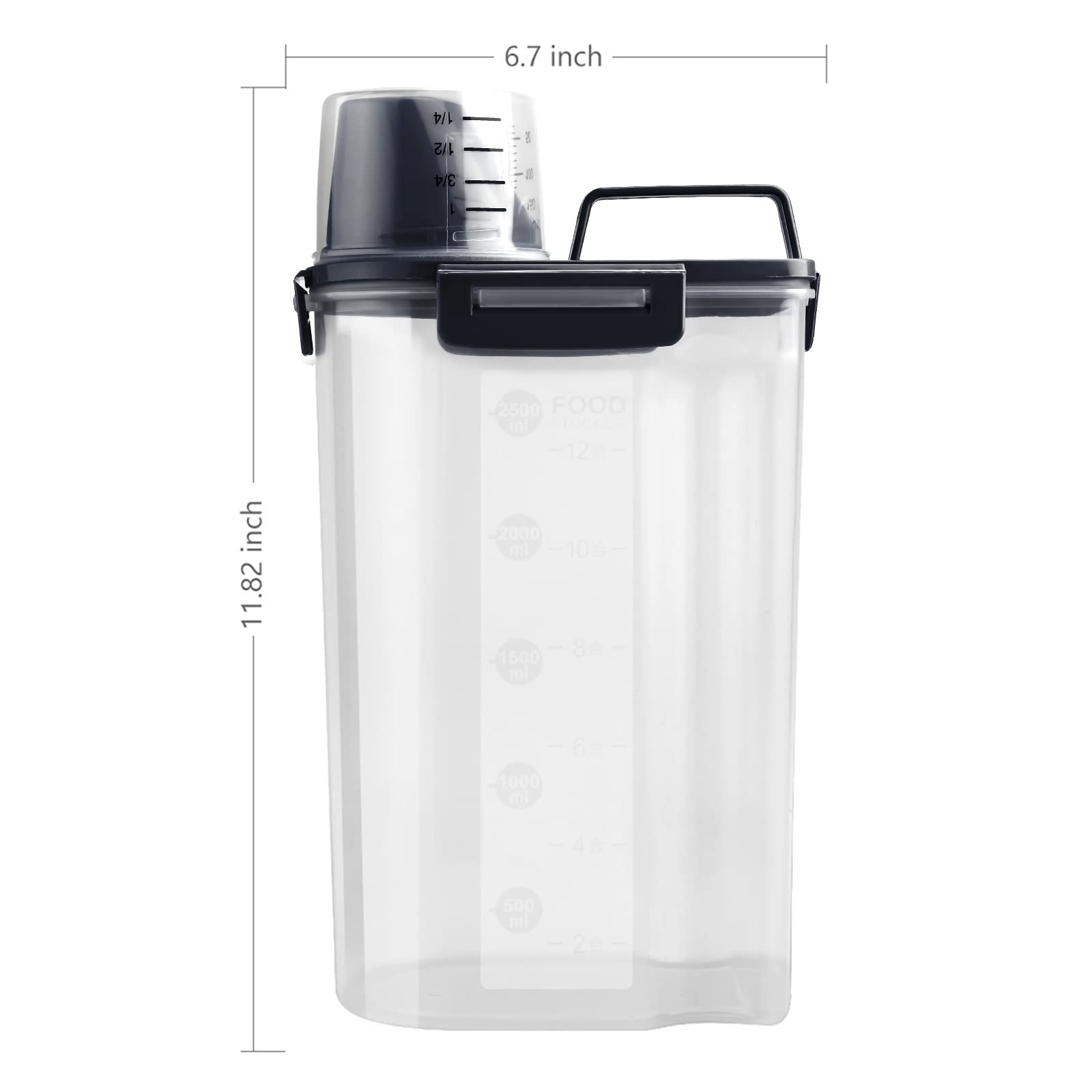 Uppetly Rice Airtight Dry Food Storage Containers, BPA Free Plastic Storage Bin Dispenser with Pourable Spout, Measuring cup for Cereal, Flour and Baking Supplies, Include a Stainless Steel Whisk
