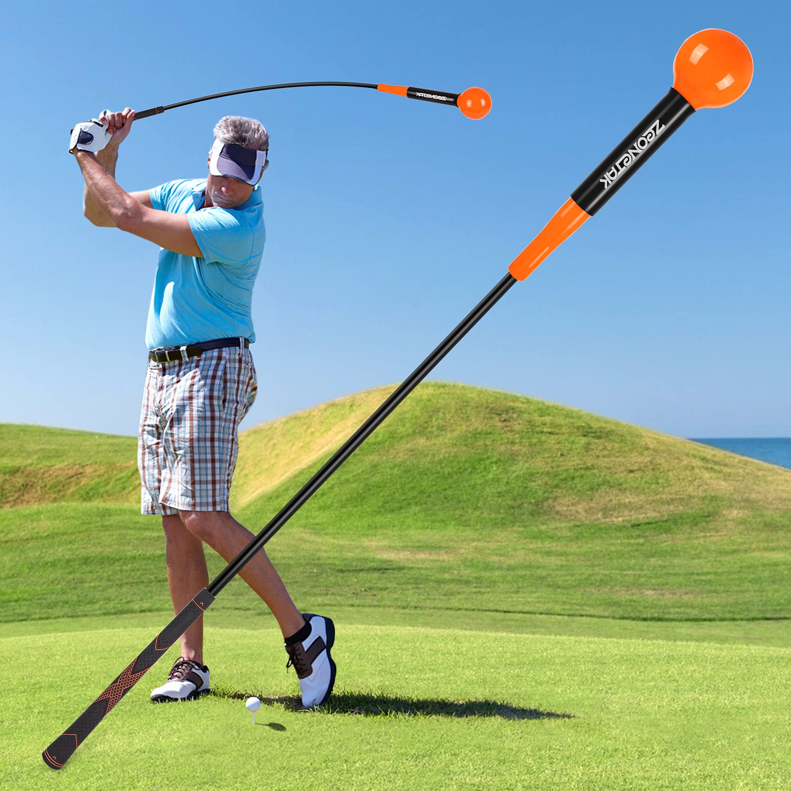 Zeonetak Golf Swing Trainer Aid, Golf Swing Trainer Warm-Up Stick for Strength, Flexibility and Tempo, Golf Training Aid, Golf Trainer Accessories for Men Women (40 INCHES, Yellow)