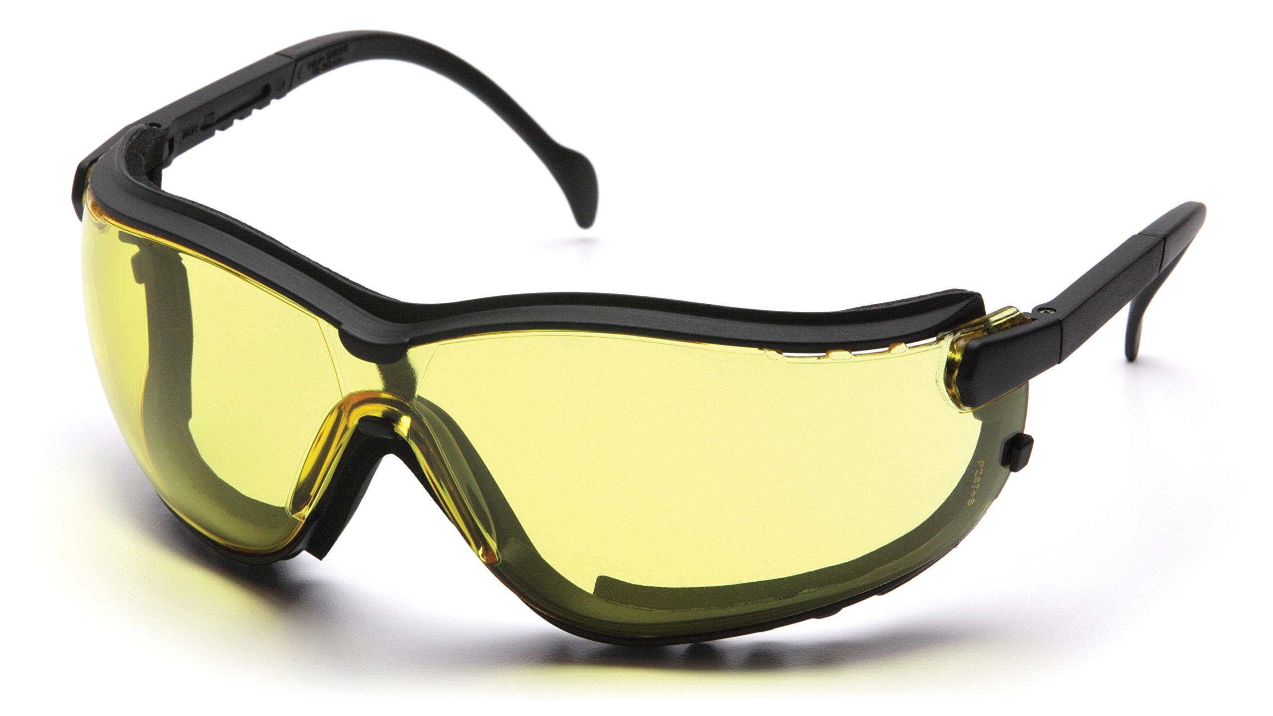 Pyramex V2G Safety Glasses, Black Frame/Amber Anti-Fog Lens