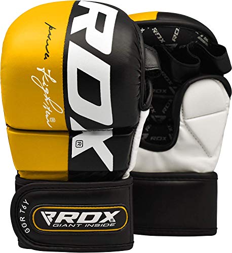 RDX MMA Gloves for Martial Arts Training and Sparring, Mitts for Grappling, Kickboxing, Muay Thai, Punching Bag & Cage Fighting Men Women Home Gym Use