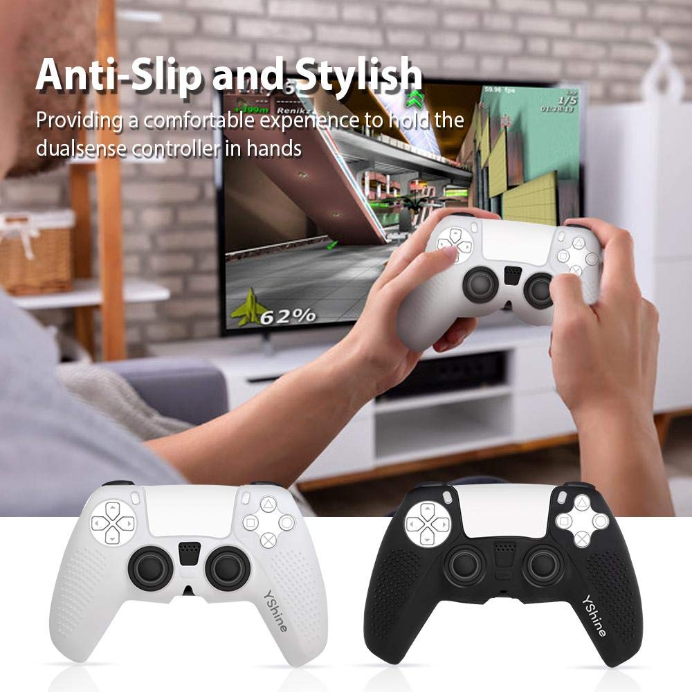 Silicone Controller Skin (2-Pack), YShine Anti-Slip Protector Case Compatible with PS5 Controller Skins Grip Cover for Ps5 Controller - White