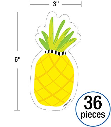 Schoolgirl Style Simply Stylish 36-Piece Pineapple Bulletin Board Cutouts, Pineapple Cutouts for Bulletin Board with Black and White Stripe, Tropical Classroom Décor, Summer Bulletin Board Decorations