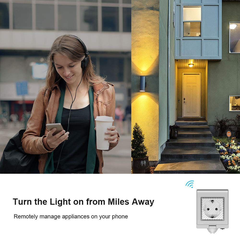 SONOFF S55 WiFi Smart Socket, IP55 Waterproof Smart Plug Outlet Timer Switch for Smart Home, Compatible with Alexa & Google Home Assistant, Compatible with IFTTT, No Hub Required