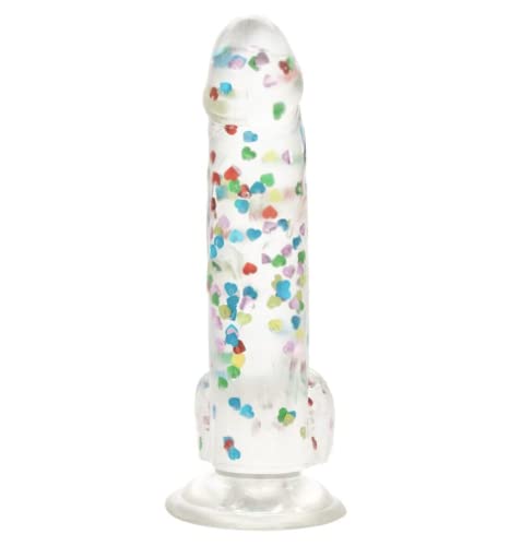 Sparkling Heart Confetti Realistic Dildo with Suction Cup