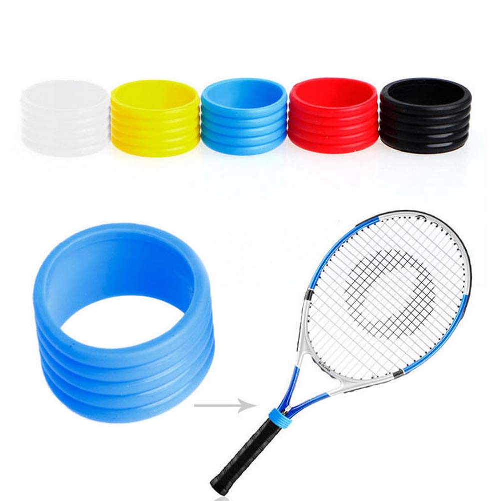 ruiycltd 5Pcs Sport Racket Handle Rubber Ring Stretchy Tennis Racquet Band Overgrips New Year's Gift White