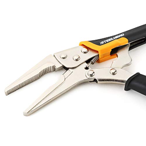 STEELHEAD 3-Piece Locking Pliers Set, 10-inch Curved Jaw, 7-Inch Curved Jaw & 6-1/2β Long Nose Straight Jaw, Integrated Wire Cutter, USA-Based Support