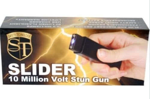 Powerful 10 Million Volt Rechargeable SLIDER Self Defense Keychain Flashlight Stun Gun