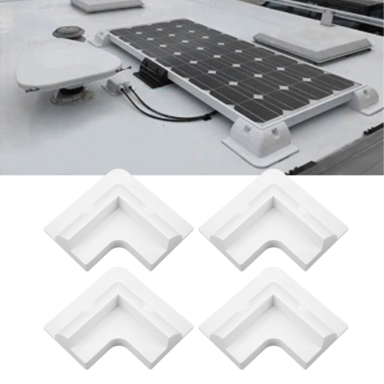 Wisecoco 4pcs Solar Panel Corner Bracket, Anti UV ABS Solar Panel Roof Drill Free Support Mount for RV Boats