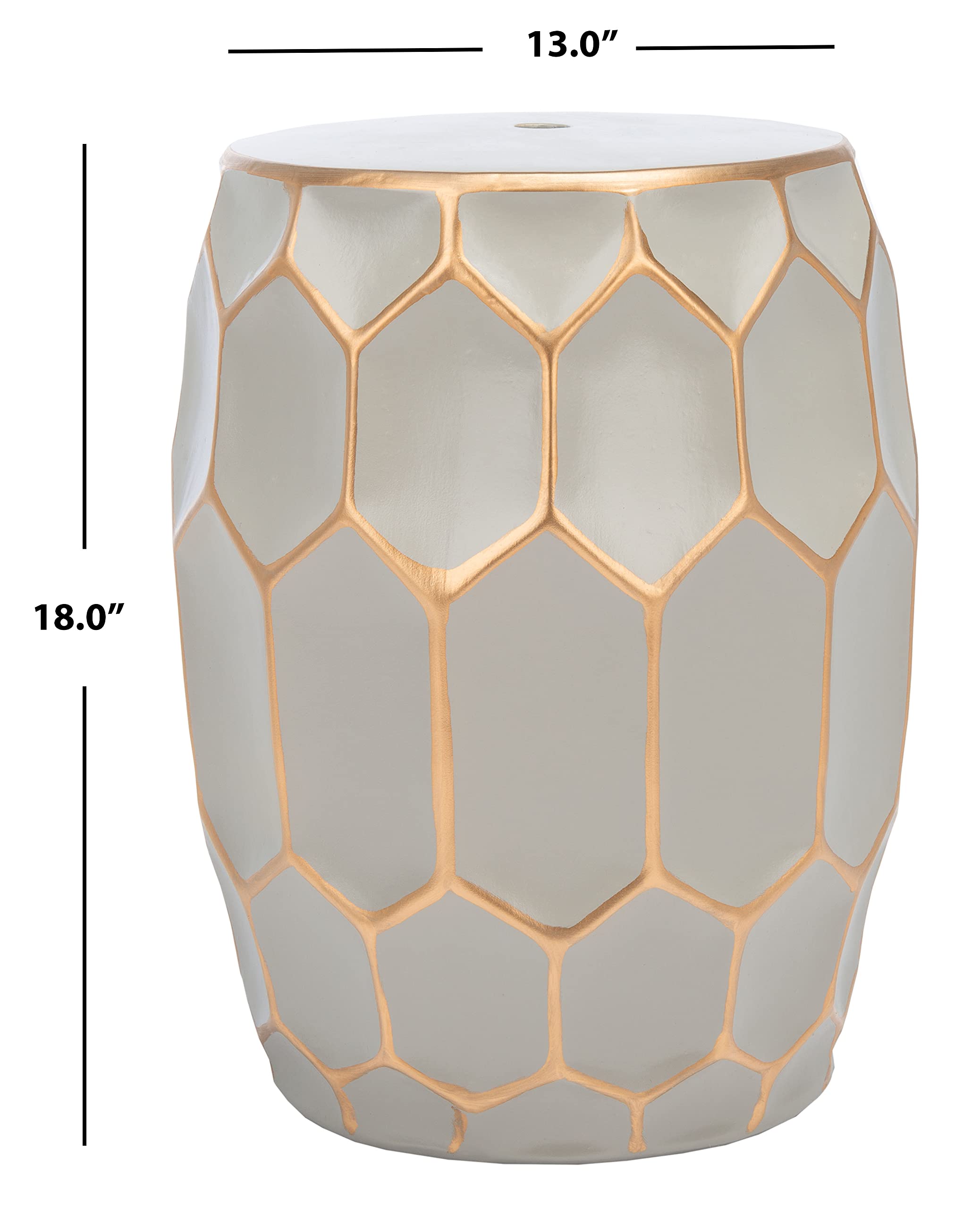 Safavieh Home Collection Nanda Grey/Gold Ceramic Decorative Garden Stool ACS5207A