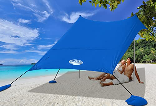 UMARDOO Family Beach Tent Sun Shade Canopy 10×10FT with 2 Aluminum Poles, UPF 50+ UV Protection Easy Setup Pop Up Portable Sun Shelter with Carrying Bag (Blue)