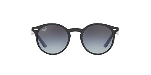 Ray-Ban Junior Kids' RJ9064S Round Sunglasses, Black Blue/Light Grey Gradient Dark Grey, 44 mm