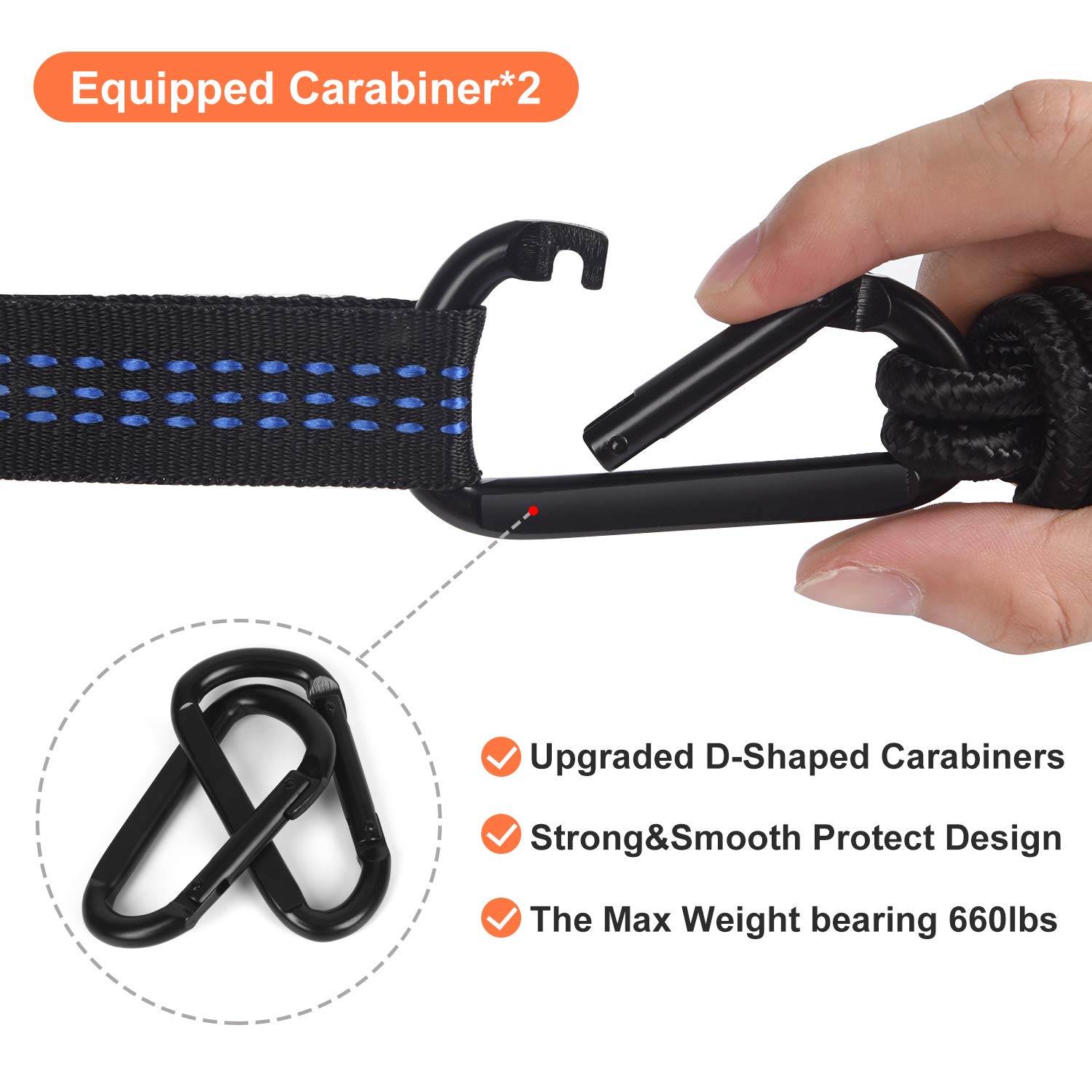 SANSUNTEK Hammock-Camping Hammock for Outdoors Travel Backpacking,Camping Gear-Double Hammock with Tree Straps(18+1 Loops)&Carabiners,Nylon Portable Hammock,2 Person Hammock for Tree & Hiking Gear