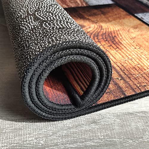 Runner Rugs for Hallway Modern 2'x3' Geometric Black and Brown Beige Runners Carpet Mat Washable Runner Rug for Kitchen Bedroom Hallway Stair Doorway, Customizable