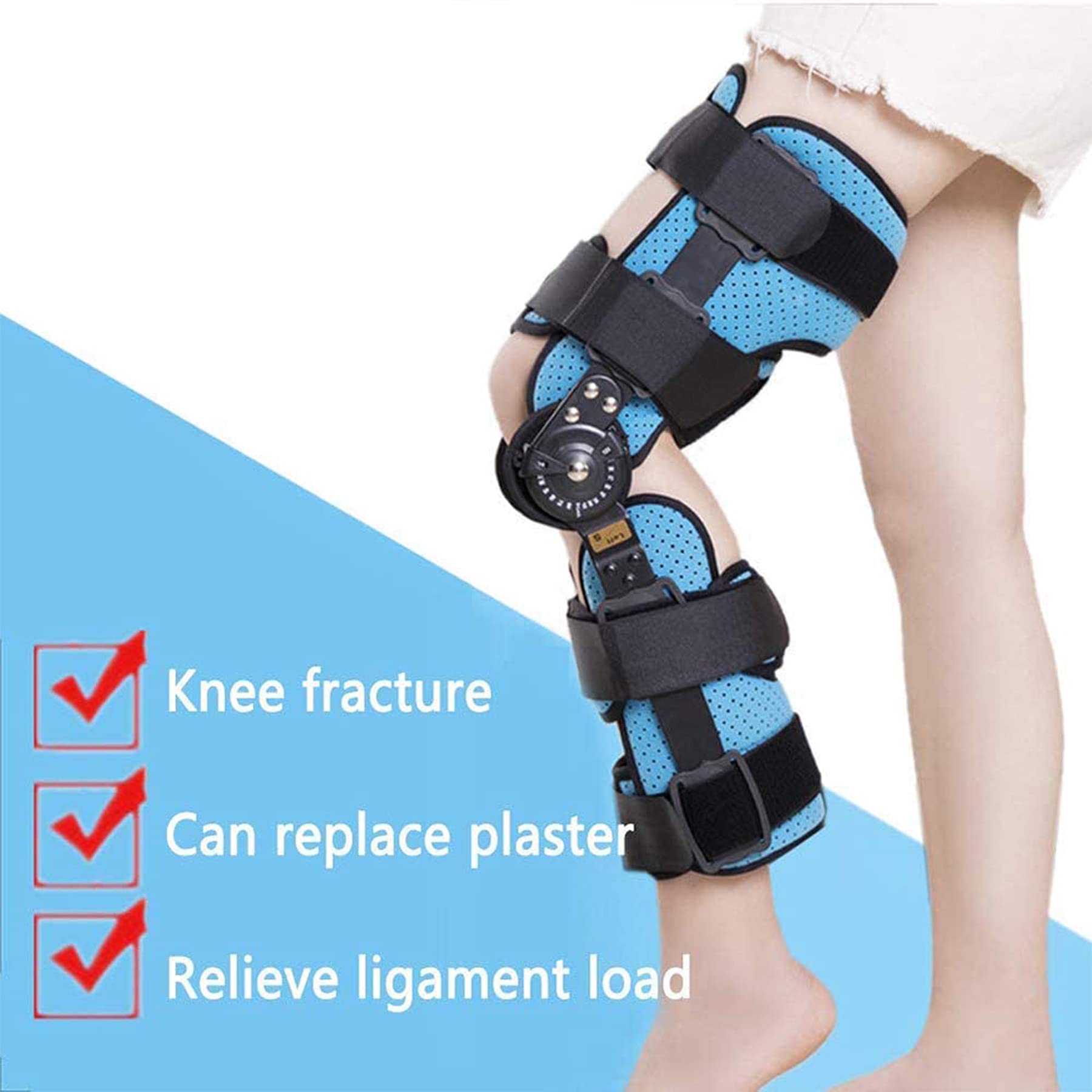 WILLQ ROM Knee Brace Post-Op Hinged Immobilizer Support Knee Brace for Recovery Stabilization MCL and PCL Injury Adjustable Medical Orthopedic Support Stabilizer After Surgery,Small