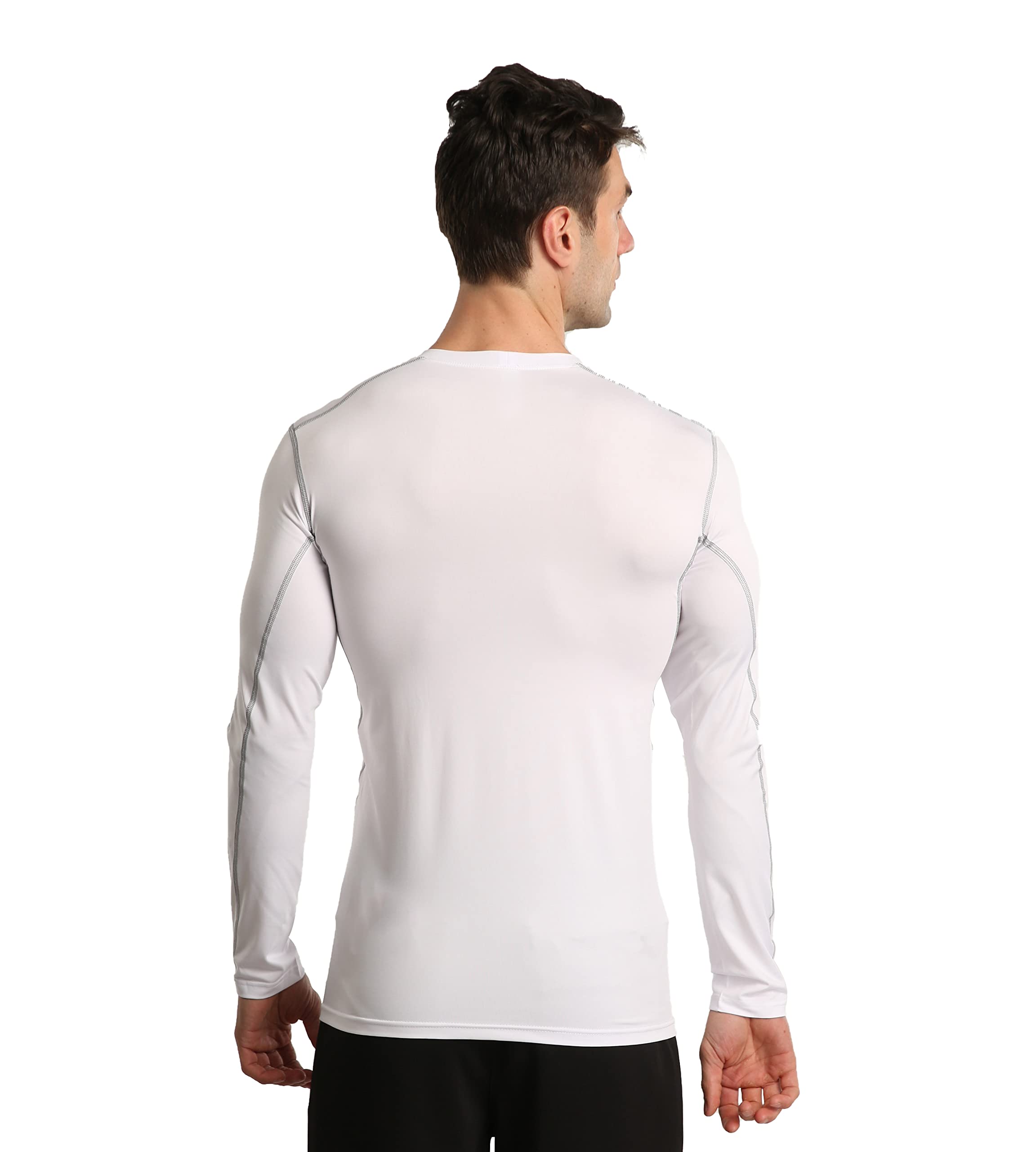 Sanke, 3 Pack Mens Compression Shirt Long Sleeve UV Protection Cooling Dry Fit Shirts Workout Baseball Undershirt, 3 Pack: White, Large