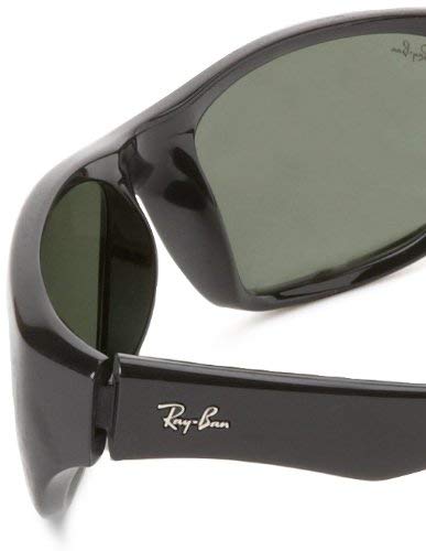 Ray-Ban Men's RB4177 Rectangular Sunglasses, Black/CRYstal Green Polarized, 63 mm