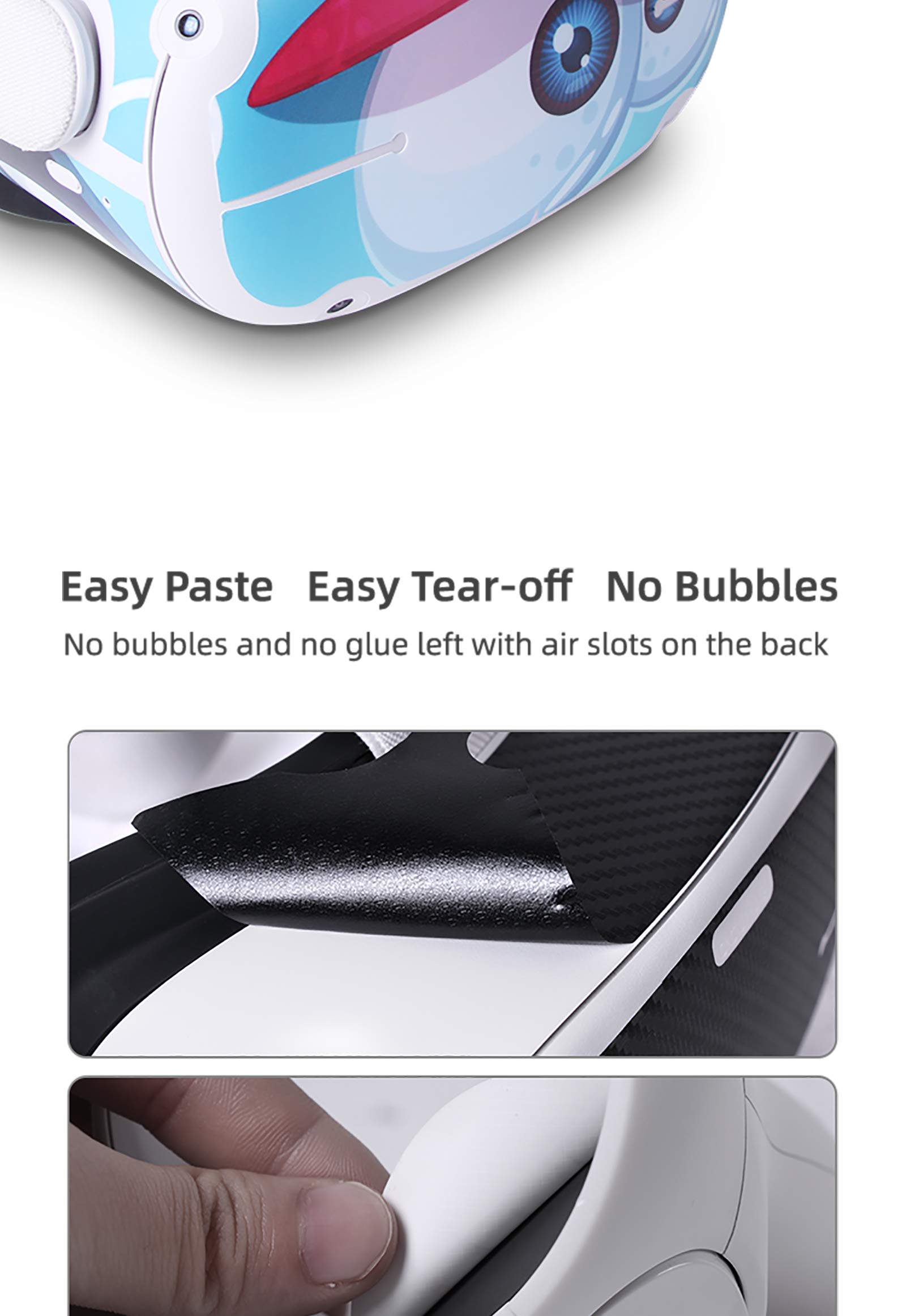 Skin Sticker for Oculus Quest 2 VR Headset Virtual Reality Cartoon Protetcive PVC Skin Decals for Quest 2 Controller Accessories (2-Kawaii Girl)