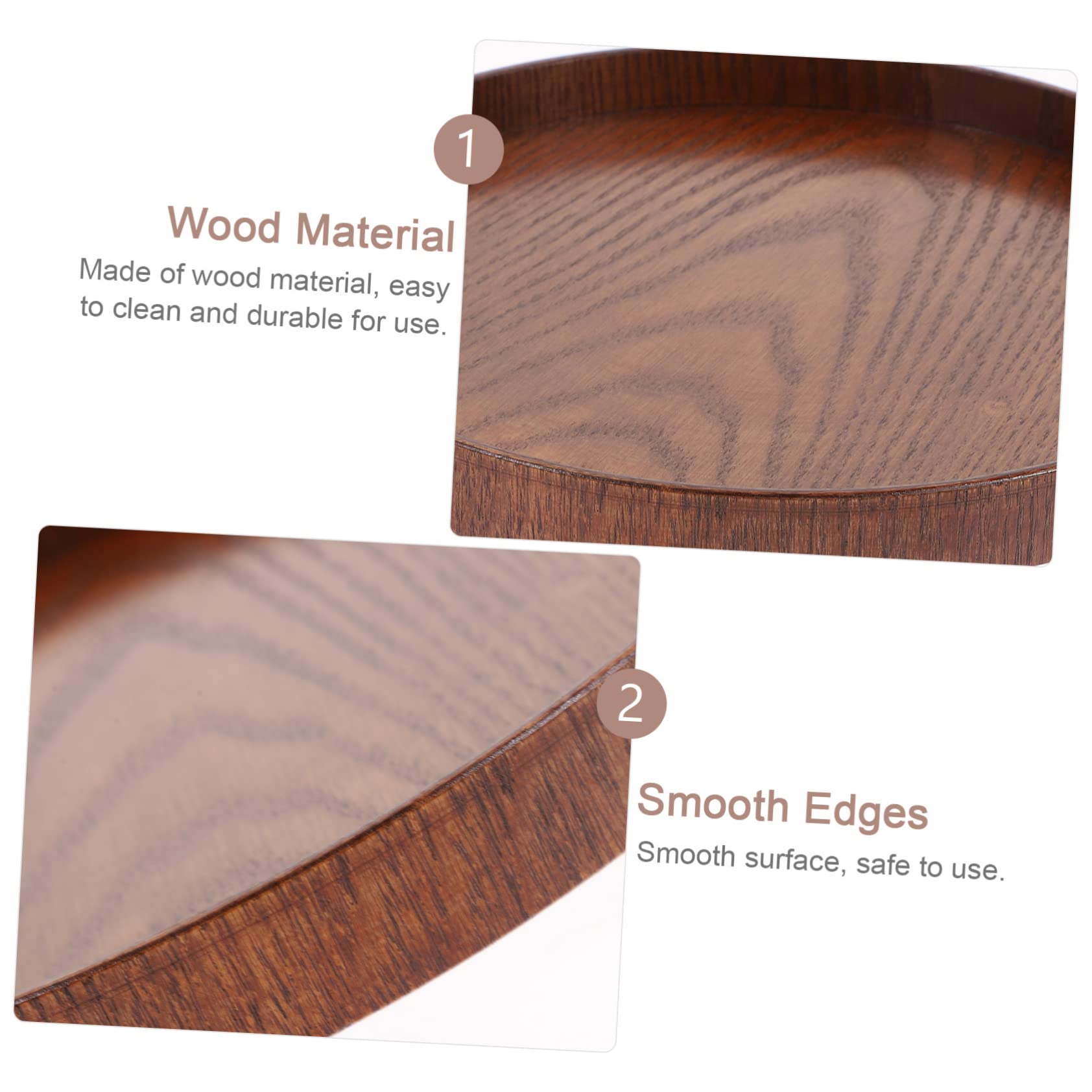 VILLCASE 4pcs Wooden Round Tray Coffee Table Decor Tray Cutlery Tray Round Coffee Table Tray Wood Tray for Desktop Trays Decorative Large Tray Dessert Serving Tray Wooden Shape Tray Tea Set
